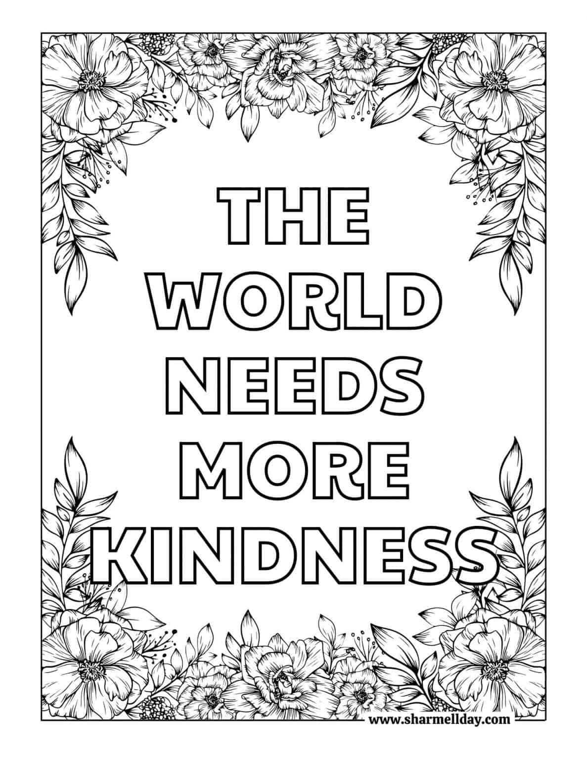 Free Printables: 10 Beautiful Kindness Quote Coloring Pages - Sharmell Day